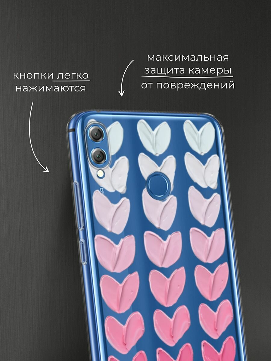 Чехол на Honor 8X / Хонор 8Х с принтом "Градиент из сердечек" — фото 1