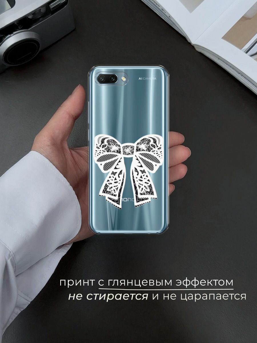 Чехол на Honor 10 / Хонор 10 с принтом "Черно-белый бант 2" — фото 1