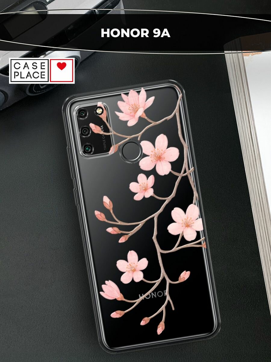 Чехол на Honor 9A / Хонор 9А с принтом "Веточка распускающейся сакуры 2"