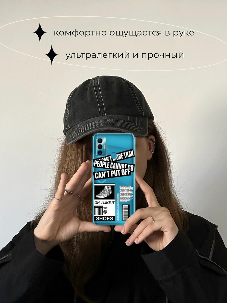 Чехол на Tecno Spark 7 / Техно Спарк 7 с принтом "I like it", прозрачный — фото 1