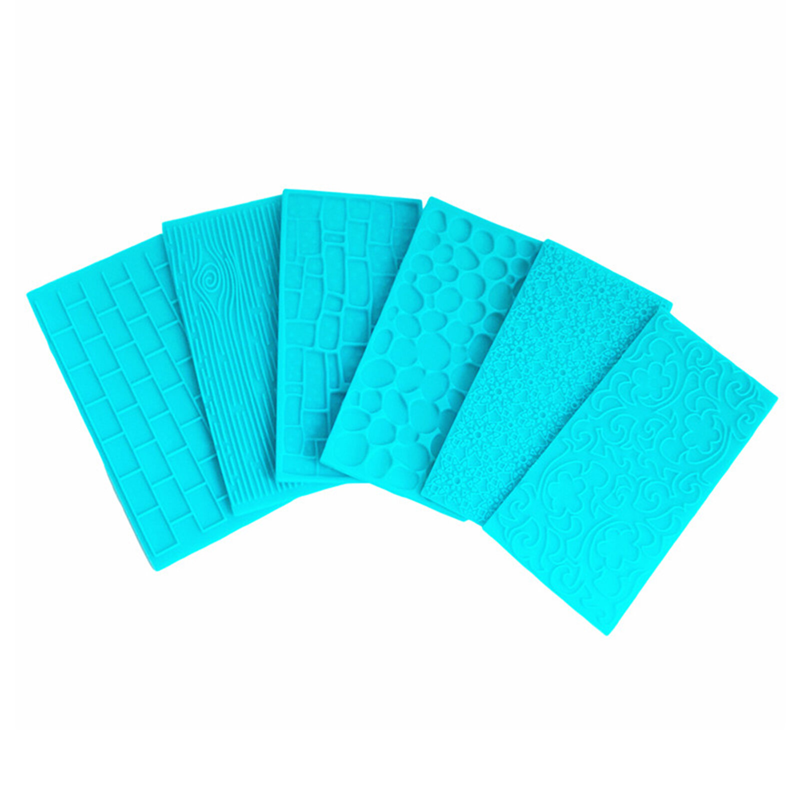 Набор силиконовых ковриков для декора тортов, 6 шт. Инструменты для украшения свадебных тортов из сахарной мастики, формы для выпечки, текстуры "кора дерева/кирпичная стена/цветы/булыжник/каменная стена", принадлежности для декорирования тортов.
