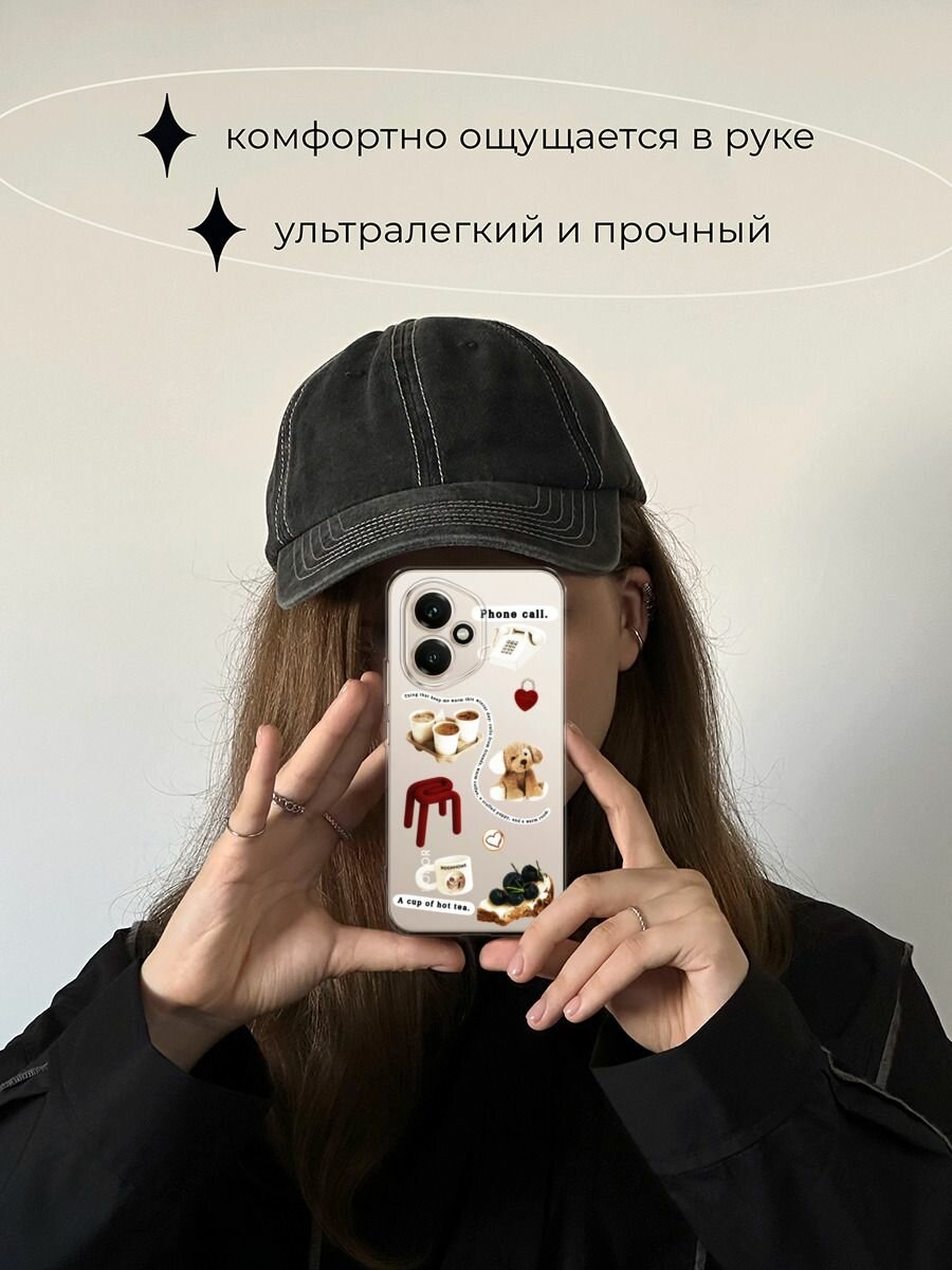 Чехол на Honor 400 / Хонор 400 с принтом "Phone call", прозрачный — фото 1