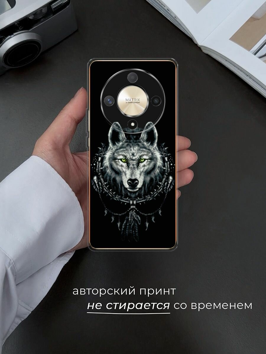 Силиконовый чехол на Honor X9b / Хонор X9B с принтом "Волк оберег" — фото 1