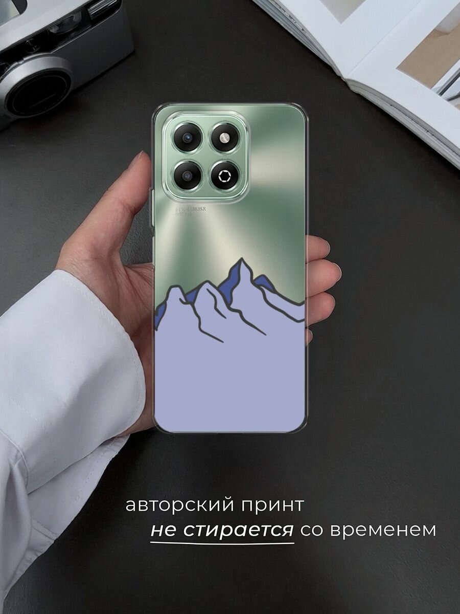 Силиконовый чехол на Honor X6b / Хонор X6b с принтом "Гора", прозрачный — фото 1