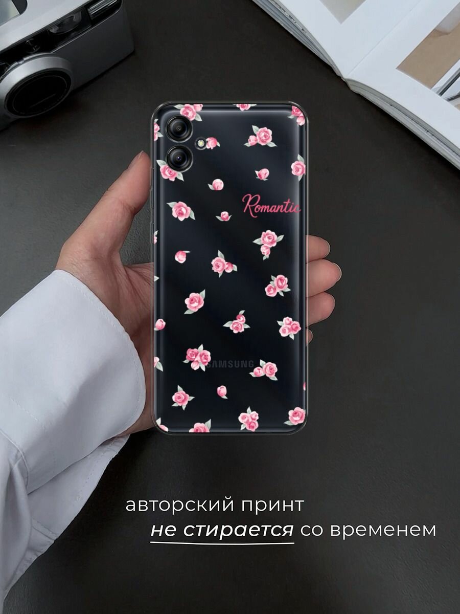 Чехол на Samsung Galaxy A04e / Самсунг A04e с принтом "Romantic 2", прозрачный — фото 1