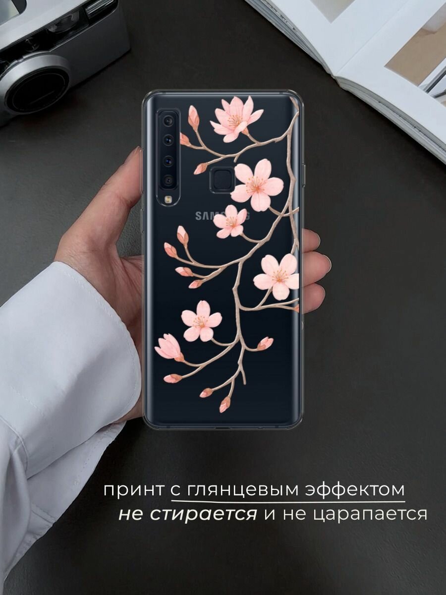 Чехол на Samsung Galaxy A9 2018 / Самсунг Галакси А9 2018 с принтом "Веточка распускающейся сакуры 2" — фото 1