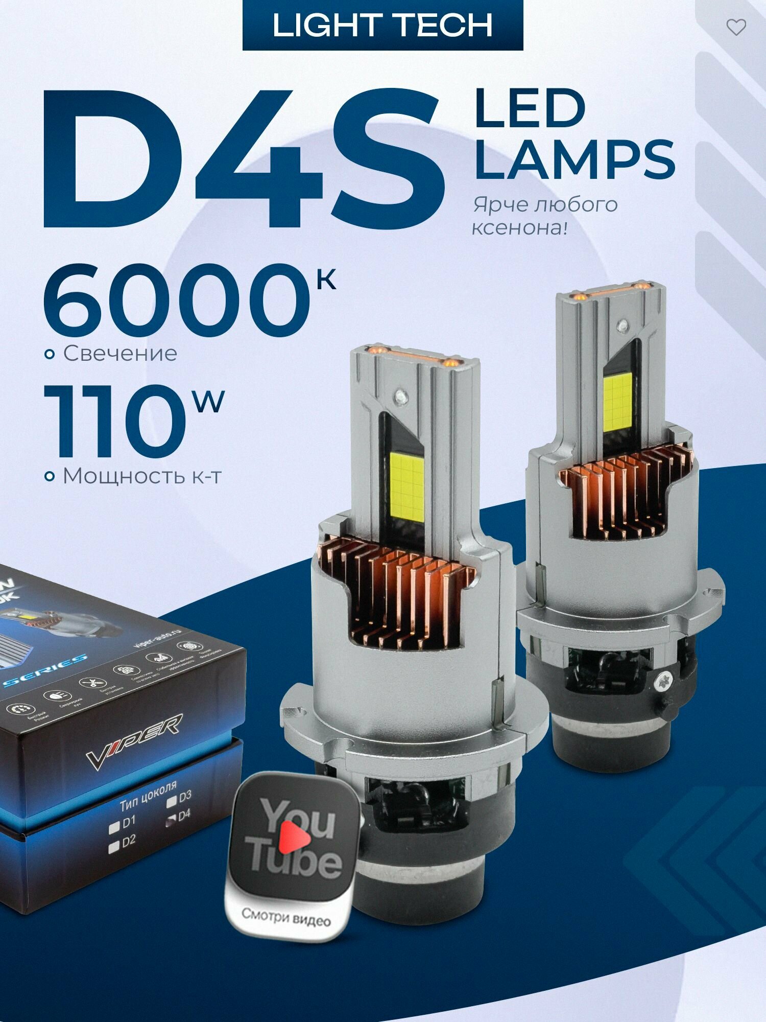 Светодиодные лампы Viper D4S LED на Lexus GS 2011-2025 / замена штатных ксеноновых ламп Д4C для Лексус gs