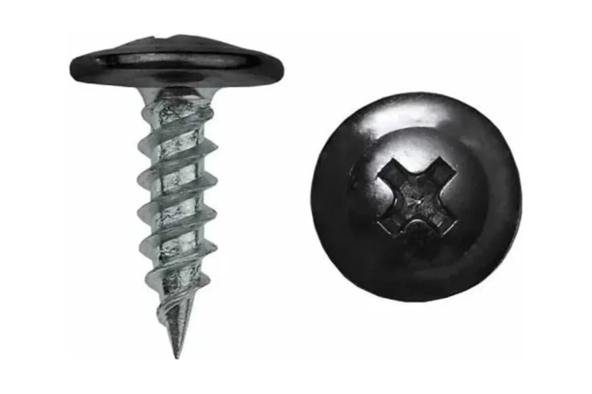 Rizzel ПШ 4,2х16 саморез с прессшайбой, черный RAL 9005, 1000 шт, 00000309881