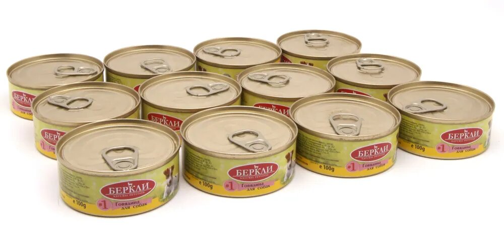 Консервы для собак Беркли №1, монопротеин, говядина 12 шт по 100 гр, 1.2 кг