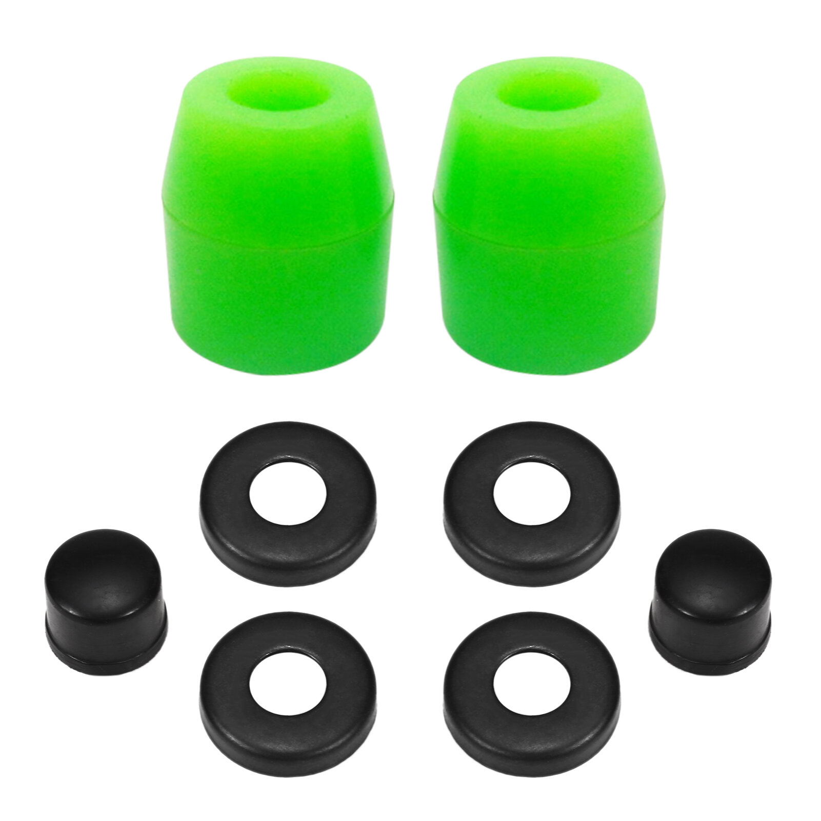 Комплект для ремонта стоек лонгборда Skateboard Bushings с втулками, шайбами и опорными чашами для 2 стоек, материал PU, цвета: синий, черный, белый, красный, фиолетовый, желтый, зеленый, оранжевый, прозрачный красный, прозрачный синий, размер 10*10*5