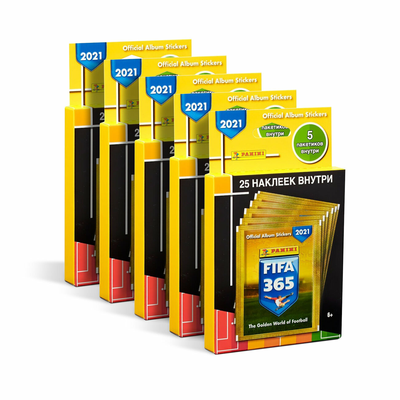 Наклейки для коллекционирования Panini FIFA 365-2021, 5 блистеров - 125 наклеек