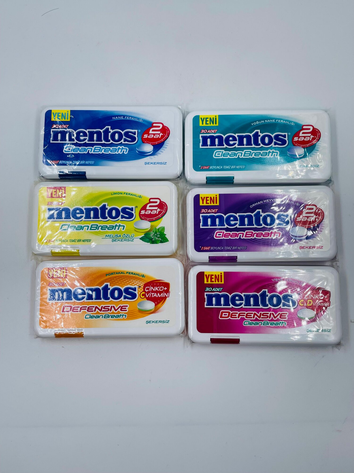 MENTOS набор освежающих пастилок CleanBreath с цинком, без сахара, (6 шт. по 21 г), Турция