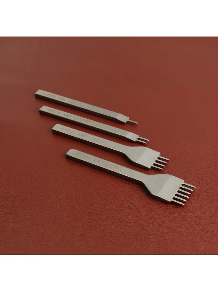 Набор строчных ромбовидных пробойников для кожи, шаг = 4 мм,