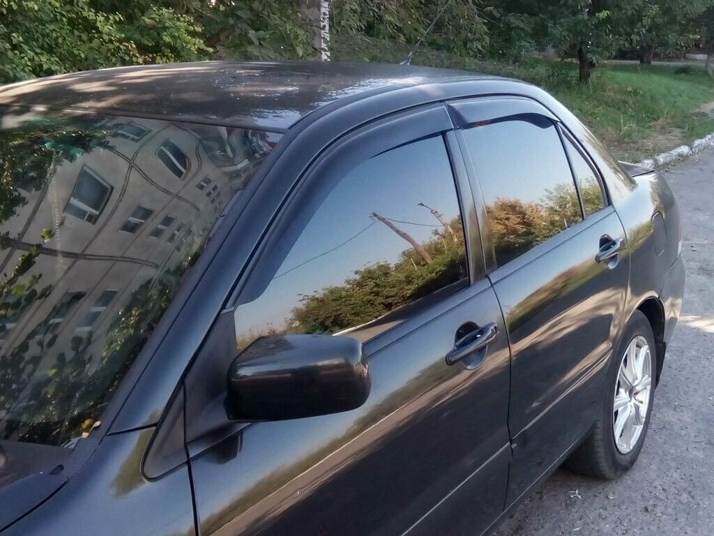 Дефлекторы Anv AIR, для Mitsubishi Lancer IX, накладные, чёрное органическое стекло