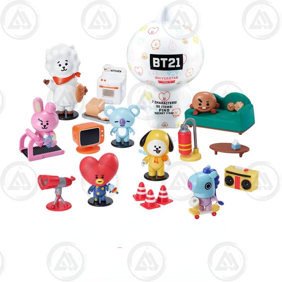 Игровой набор "BT21" белая мебель, интерактивный, коллекционный, пластик, 7 шт