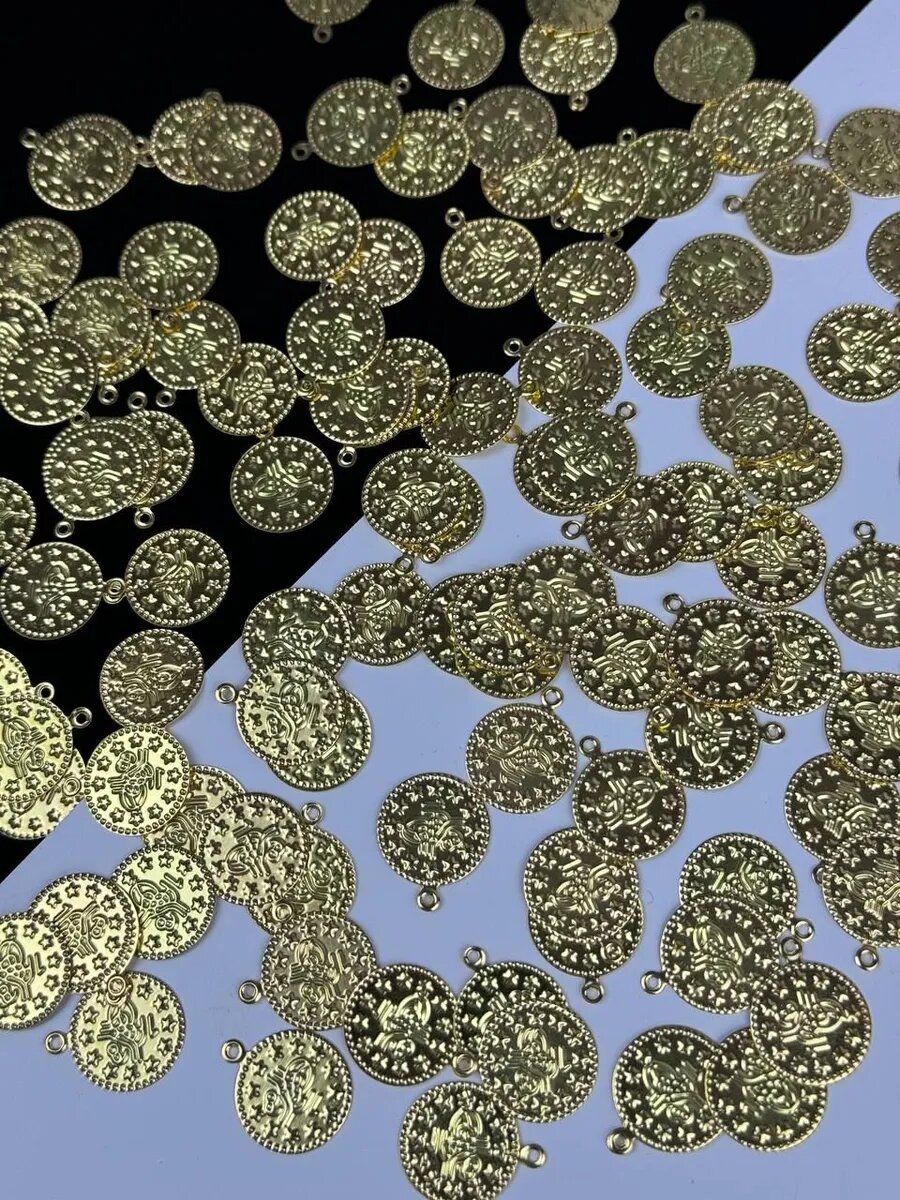 Пришивные монетки для восточных танцев 100 шт 15 мм золото, звучащие аксессуары для костюма belly dance, декоративные монетки на пояс юбку платок