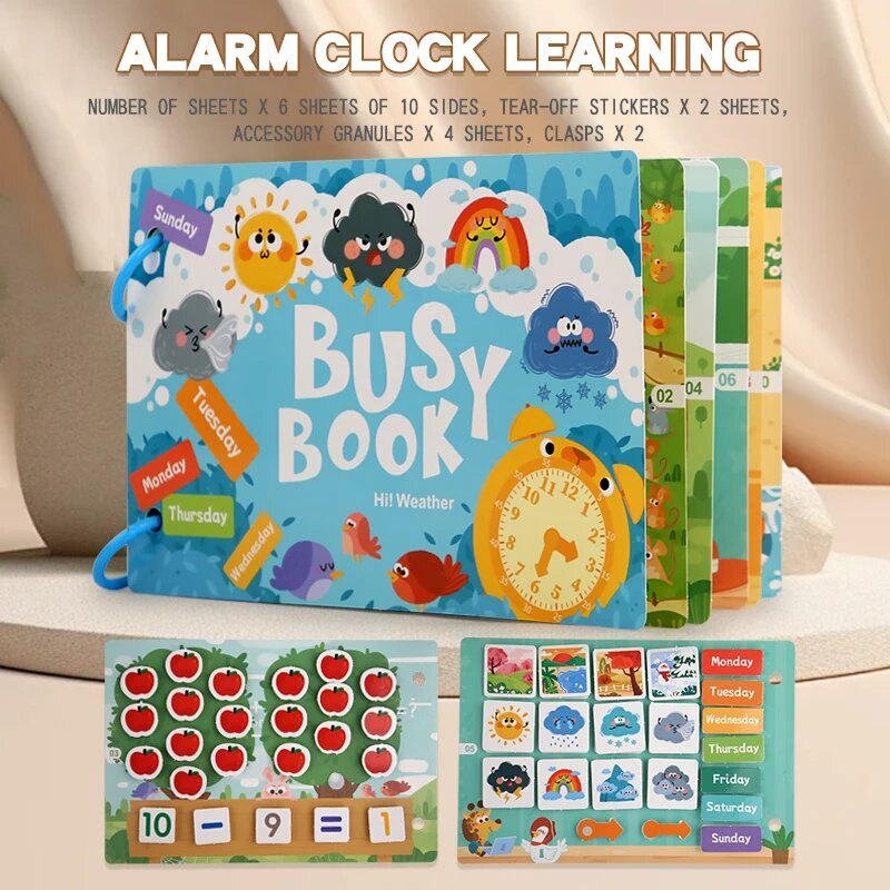 Книжка-бизиборд Datgo, Busy Book, 6 листов, 2 застежки