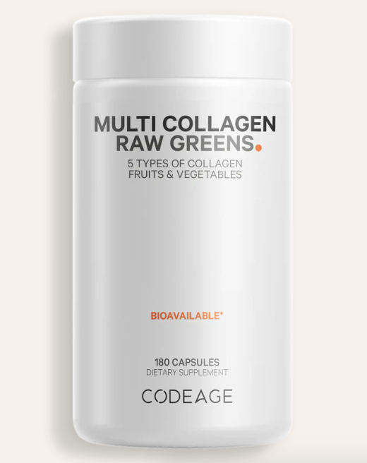 Codeage, Мульти коллаген + сырая зелень, Mutli Collagen Raw Greens, 180 капсул