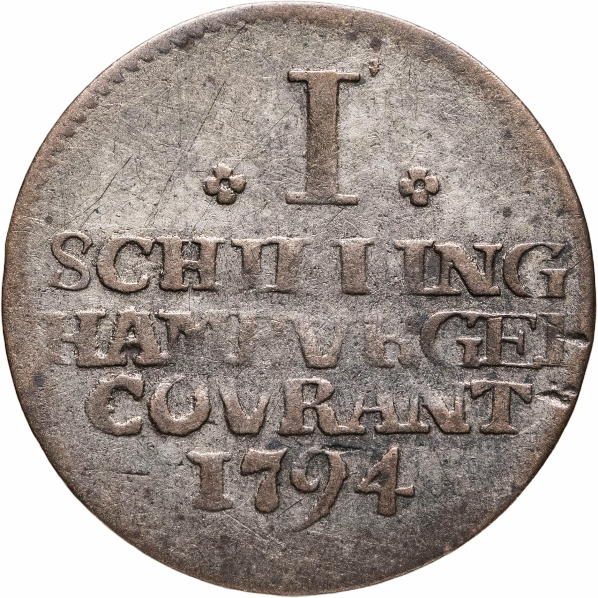Гамбург 1 шиллинг 1794, Серебро, в сохранности VF