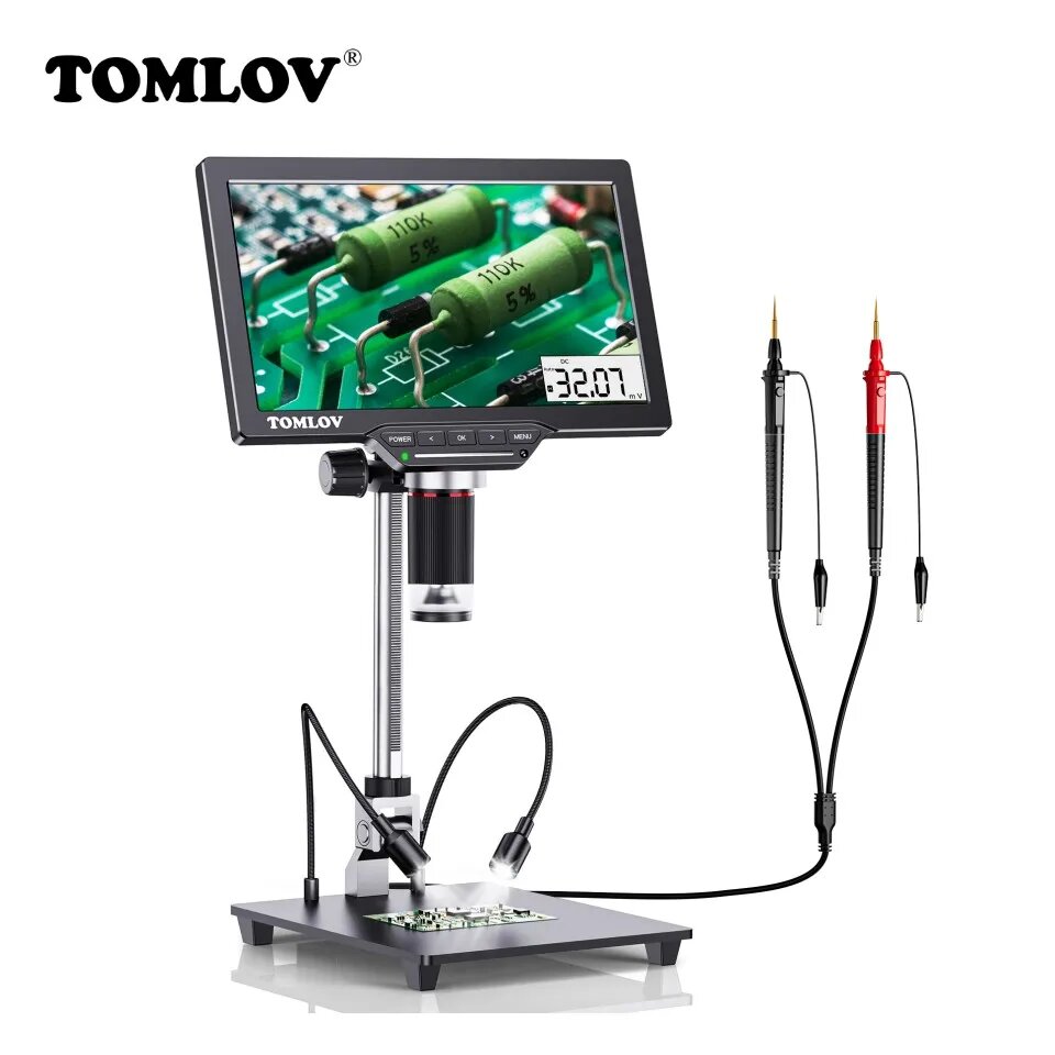 TOMLOV DM201M цифровой микроскоп с мультиметром для пайки HDMI USB-микроскоп для электронного ремонта 7 дюймов Microscopio камера 32 ГБ