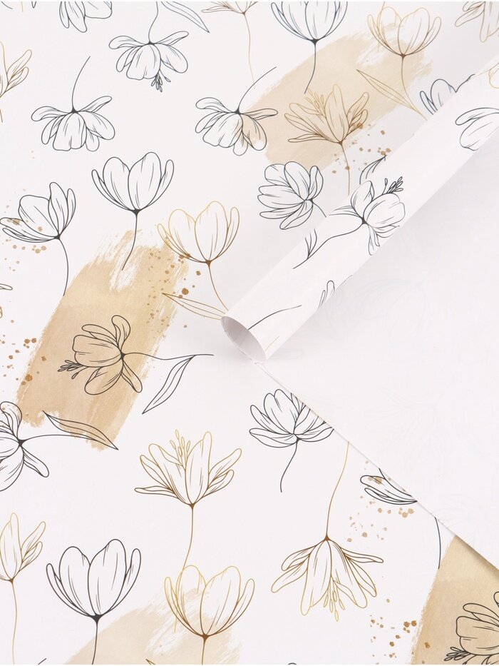 Бумага упаковочная, глянцевая «Цветочный нюд», 70 × 50 см