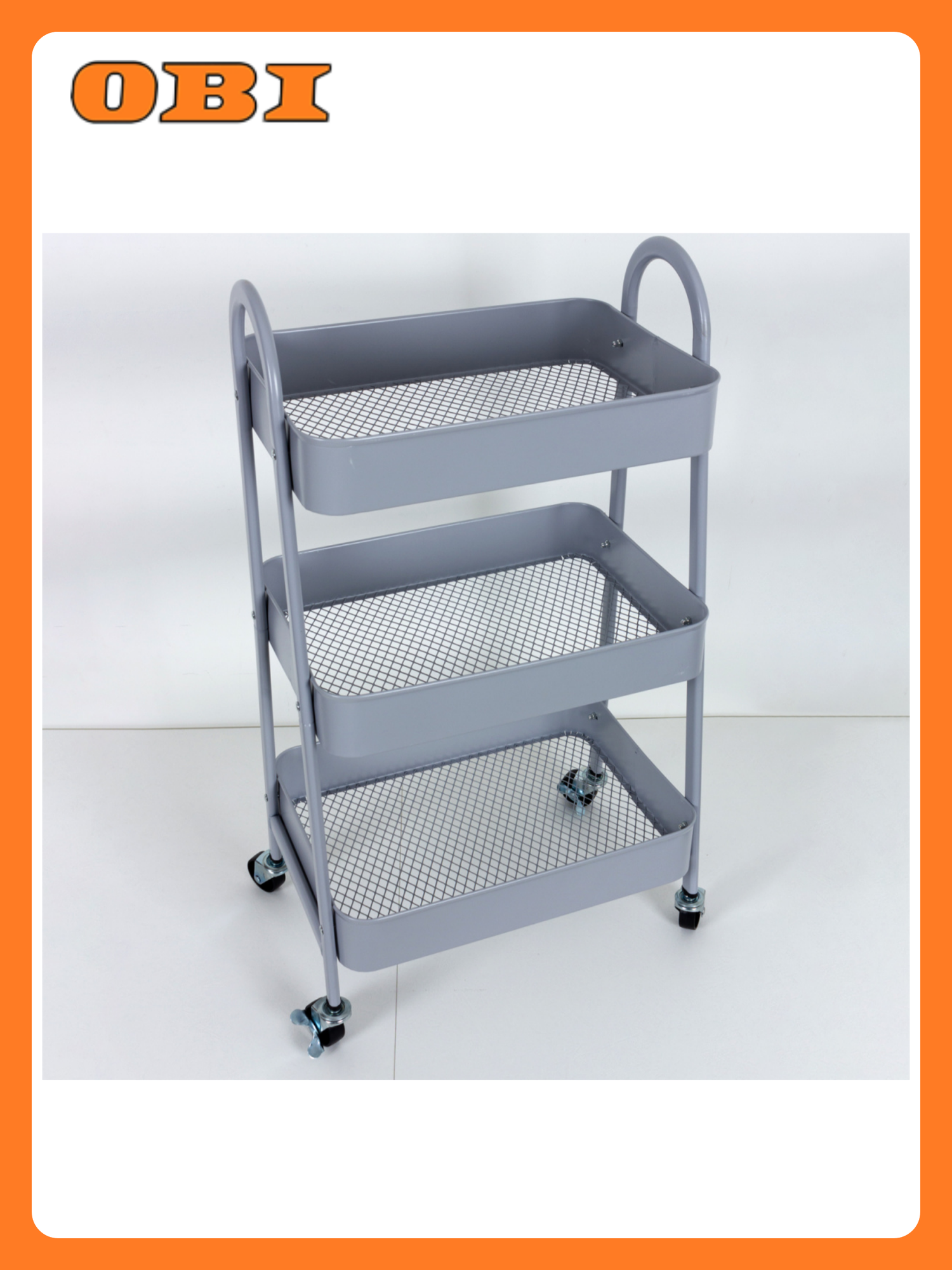 Органайзеры для кухни. 3-х ярусная тележка серая металлическая
