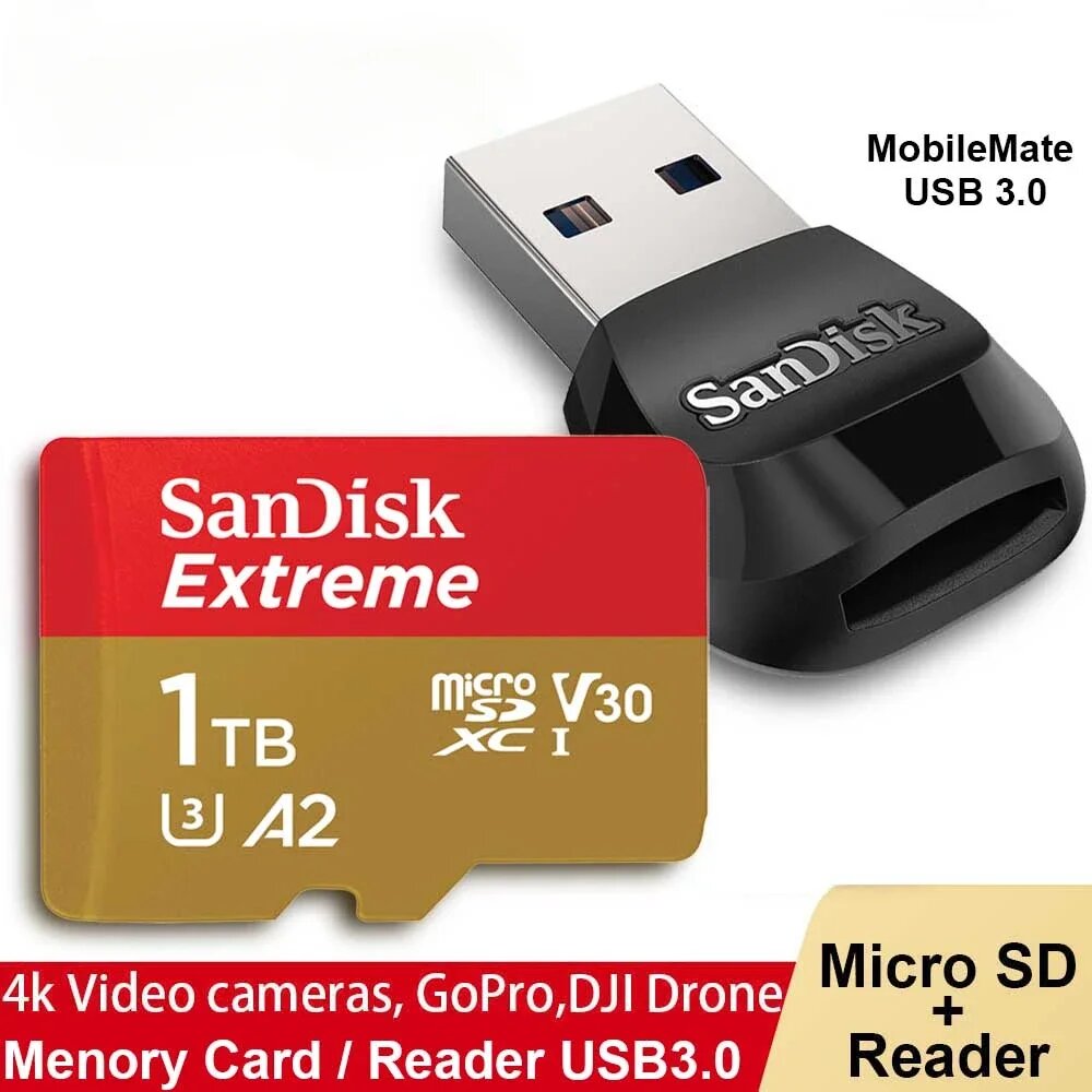 SanDisk Extreme MicroSD карта памяти 8 ГБ для DJI 256GB