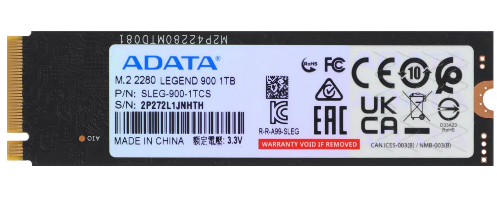 SSD накопитель A-Data Legend 900 SLEG-900-1TCS 1ТБ, M.2 2280, PCIe 4.0 x4
