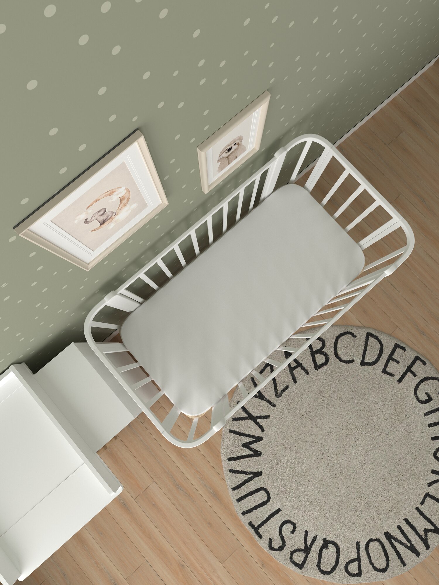 Приставная детская кроватка для новорожденного, без маятника, Мультик, 120х60, Белый