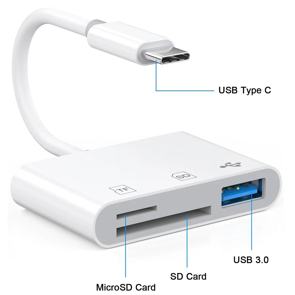 Устройство чтения карт памяти 5-в-1 USB 3.0 Type-C SD TF CF для iPhone 14 15 16 Type-C Card Reader
