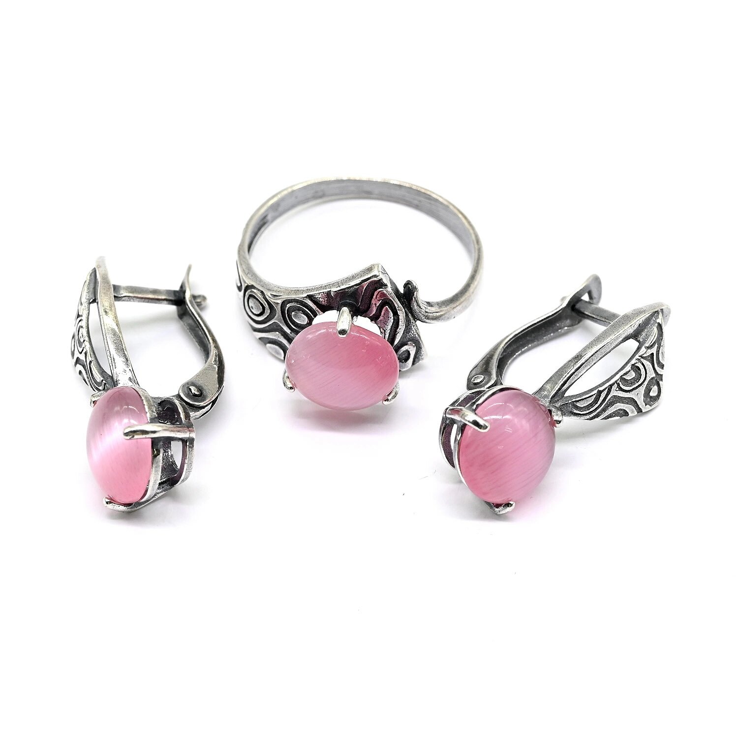 Комплект бижутерии: кольцо, кошачий глаз