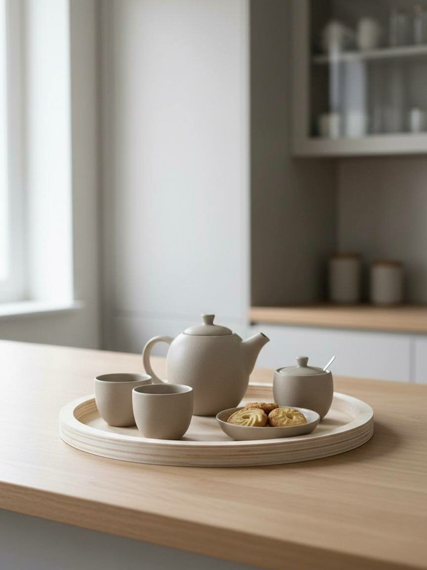 Круглый поднос из дерева 33,5см