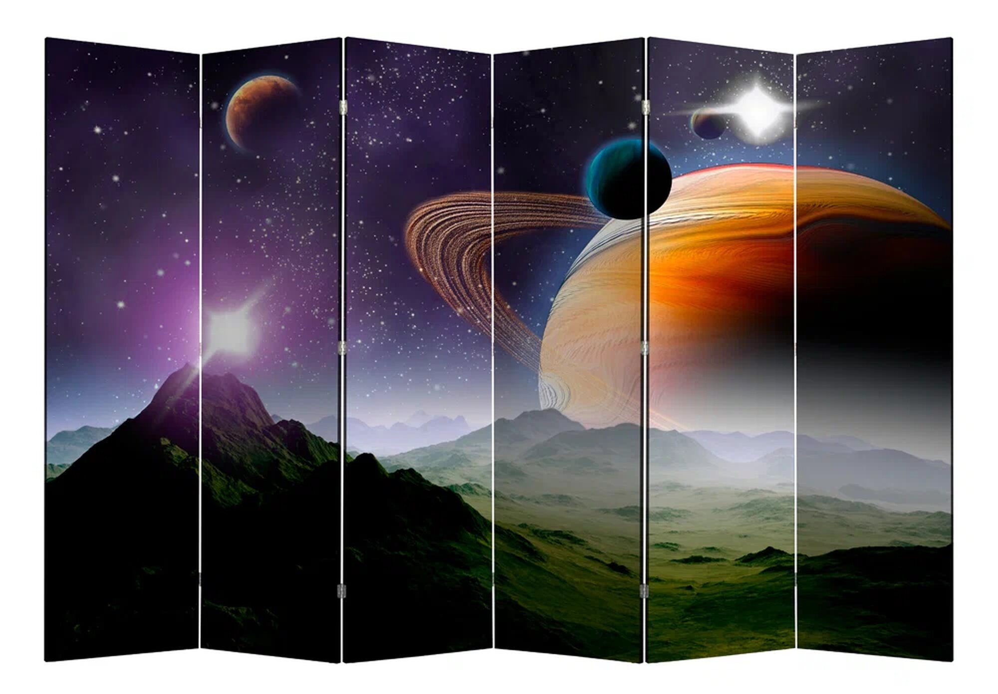 ПВХ ширма перегородка для зонирования Космос - 6, размер 177х282/47 см