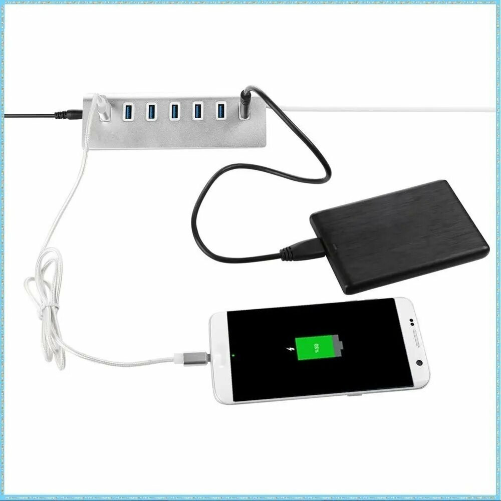 Док-станция USB, 7 портов, энергосберегающая, для ноутбуков и аксессуаров