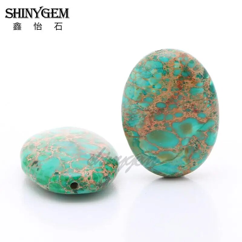 ShinyGem натуральный овальный яшма камень бусины 8*12 мм/18*25 мм зеленый морской осад яшма для самостоятельного изготовления ювелирных изделий оптовая продажа 20 шт./лот