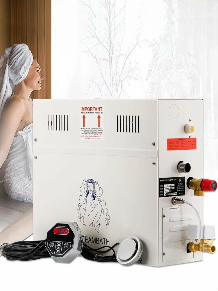 Парогенератор для бани, сауны, хамама, 6 кВт, 220 В/380 В, Система самоотвода, Паровая головка для ароматерапии