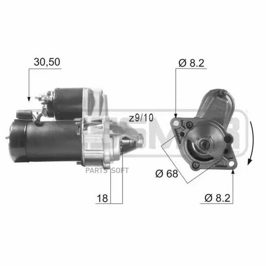 Стартер CHEVROLET Lacetti, Aveo, DAEWOO Nexia, Espero, Lanos, Nubira 1,4, 1,5, 1,6 16V 91> 12V 0,9 Kw от официального дистрибьютора, ERA, артикул 220001
