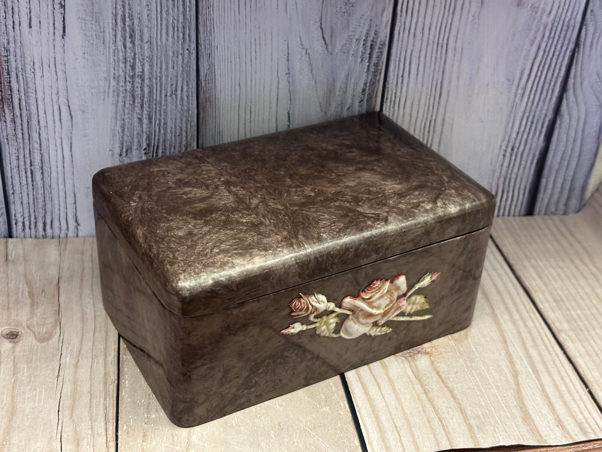 Шкатулка для украшений винтажная ссср 60 годы карболит и дерево