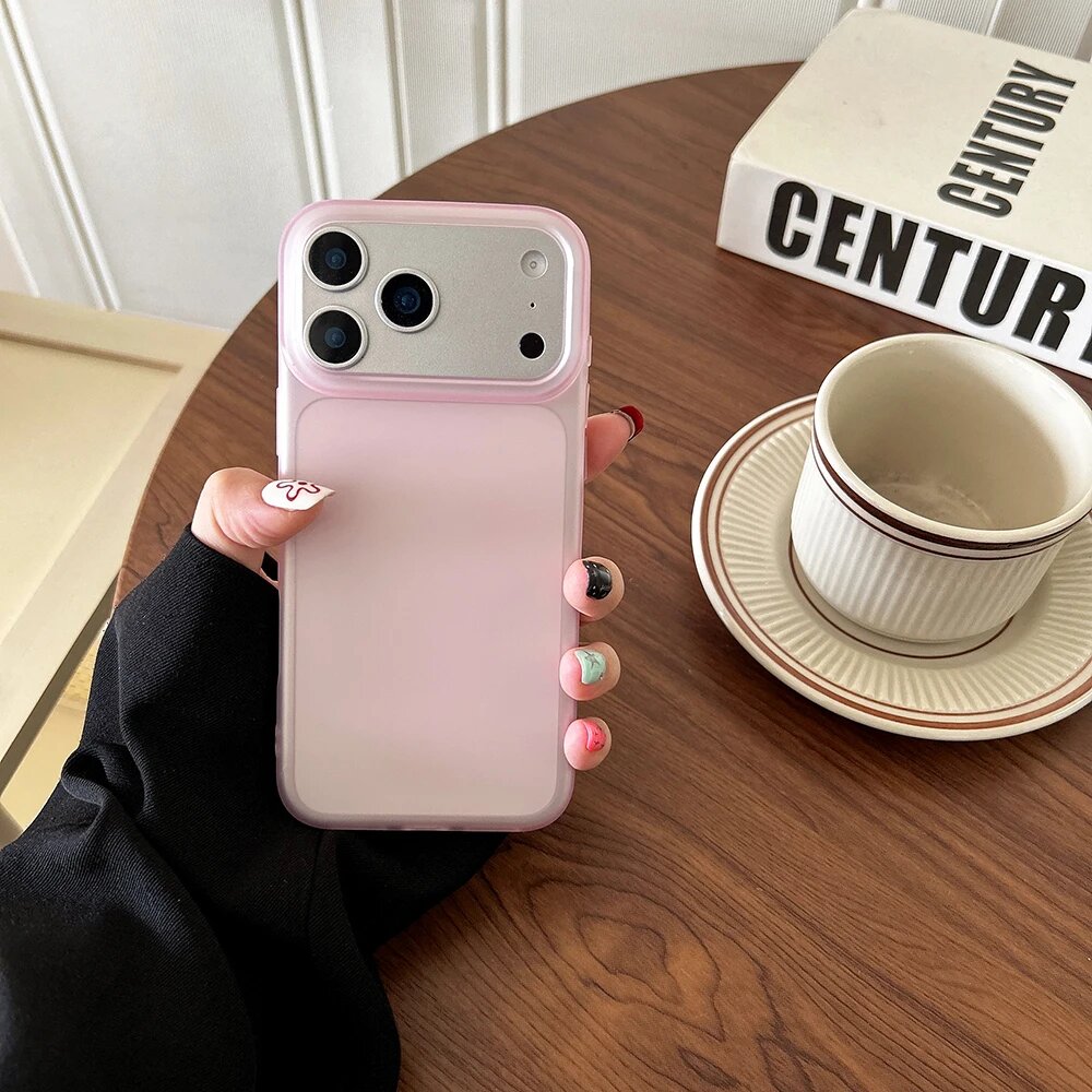 Мягкий матовый прозрачный чехол ярких цветов для iPhone iPhone17 Про Макс, Розовый, Розовый, Pink