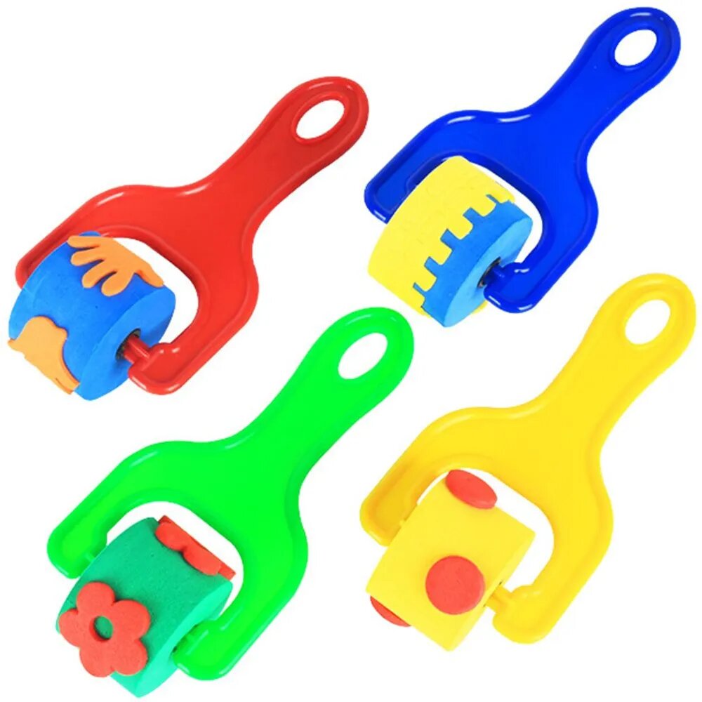 Набор Из 4 Штампов Для Рисования Детей Разнообразных Цветов Размером 14x4Cm