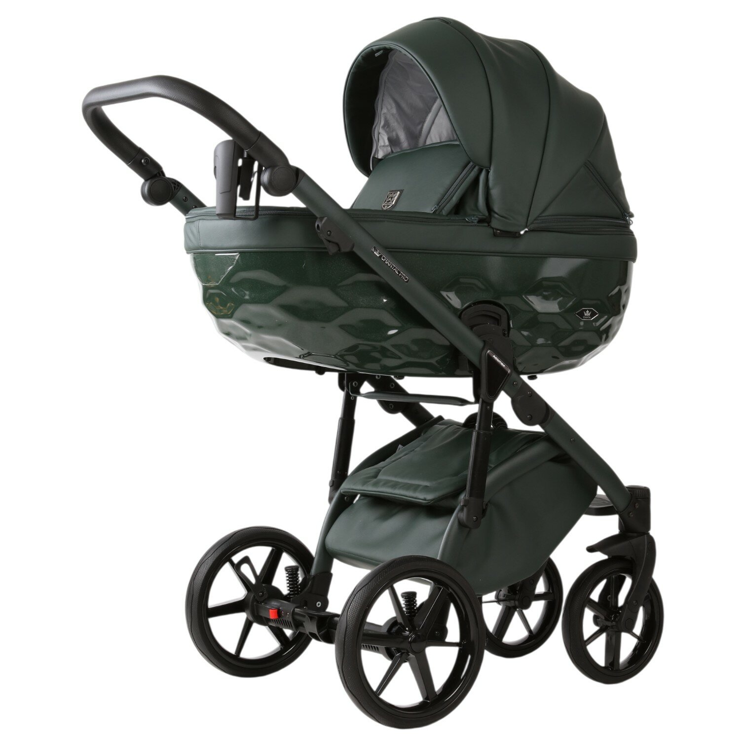 Детская универсальная коляска Adamex Chantal PRO Natura - CN-12-Forest (Темно-зеленая экокожа)