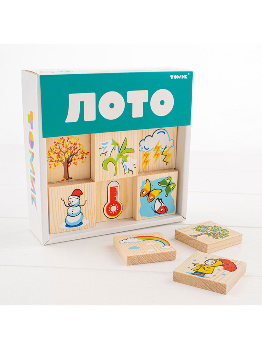Томик Счетный материал Лото Времена года 24 детали (дерево) 1-75 с 3 лет