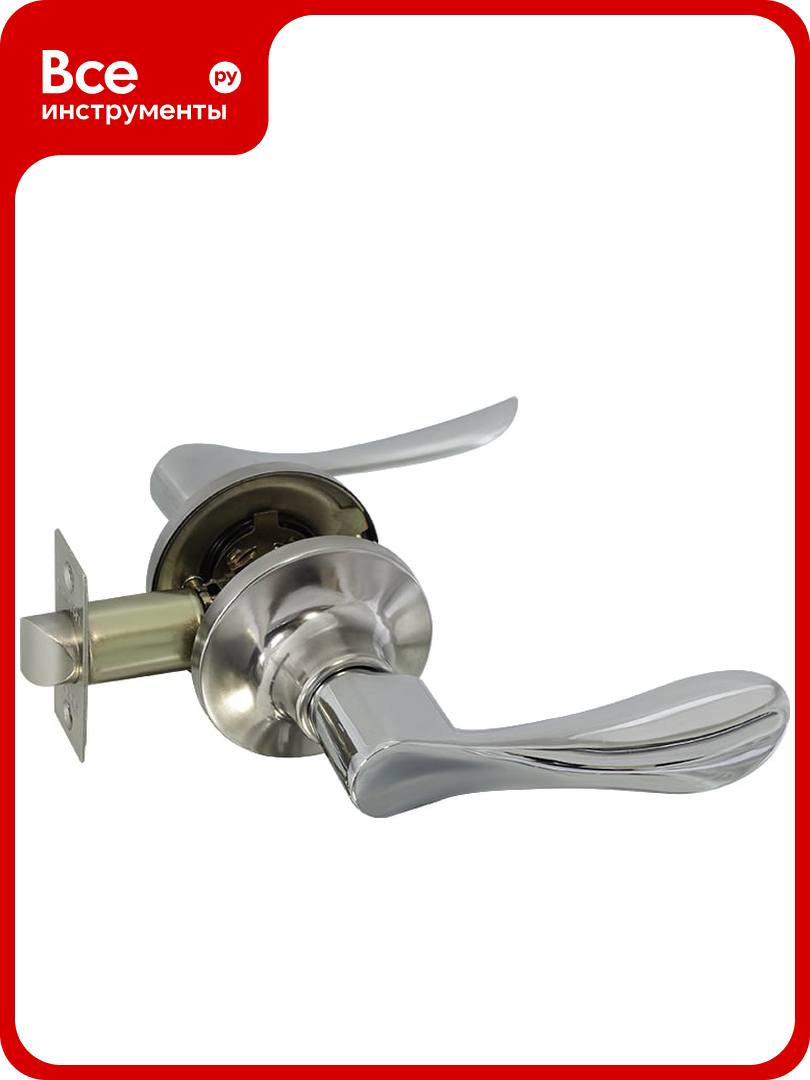 Ручка‑защелка нора‑М NEW хром ЗВ3‑05 15677, нажимная форма из ЦАМ, гальваническое покрытие, для межкомнатных дверей