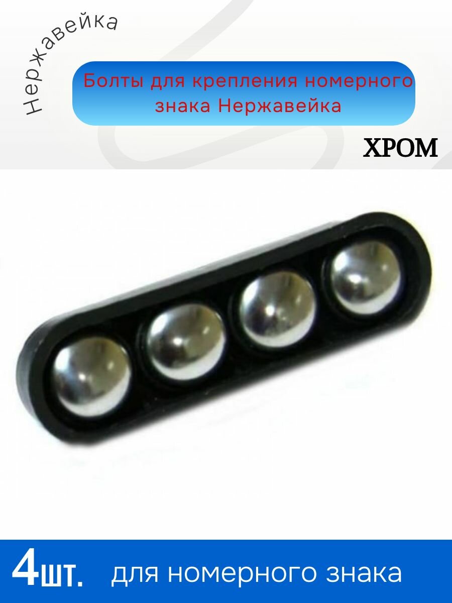 Болты для крепления номерного знака 4 шт. Нержавейка (хром)