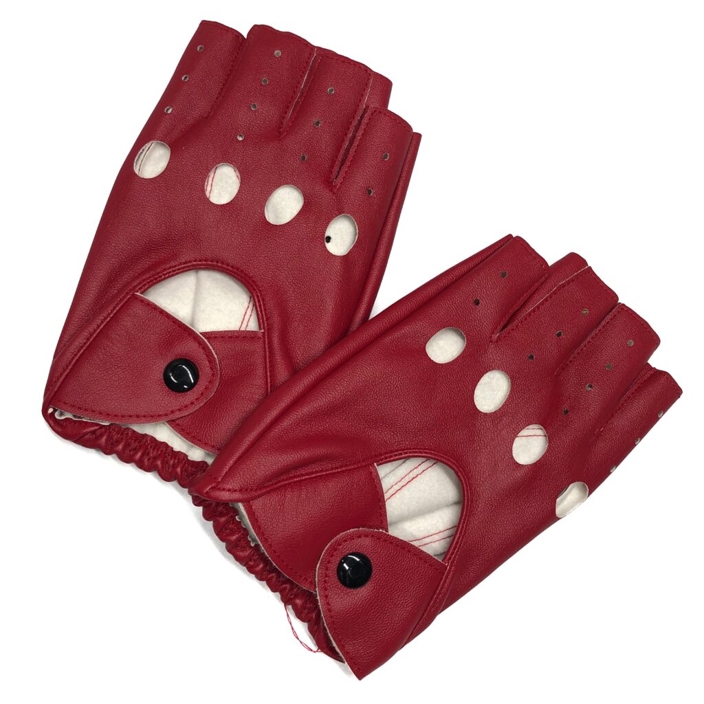 Женские полые сетчатые перчатки без пальцев на полпальца Harajuku punk для фотосъемки выступлений в ночном клубе-красный