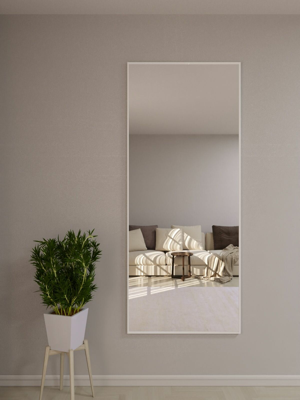 Зеркало настенное 210х80 см. белое в алюминиевой раме интерьерное BLX MIRROR