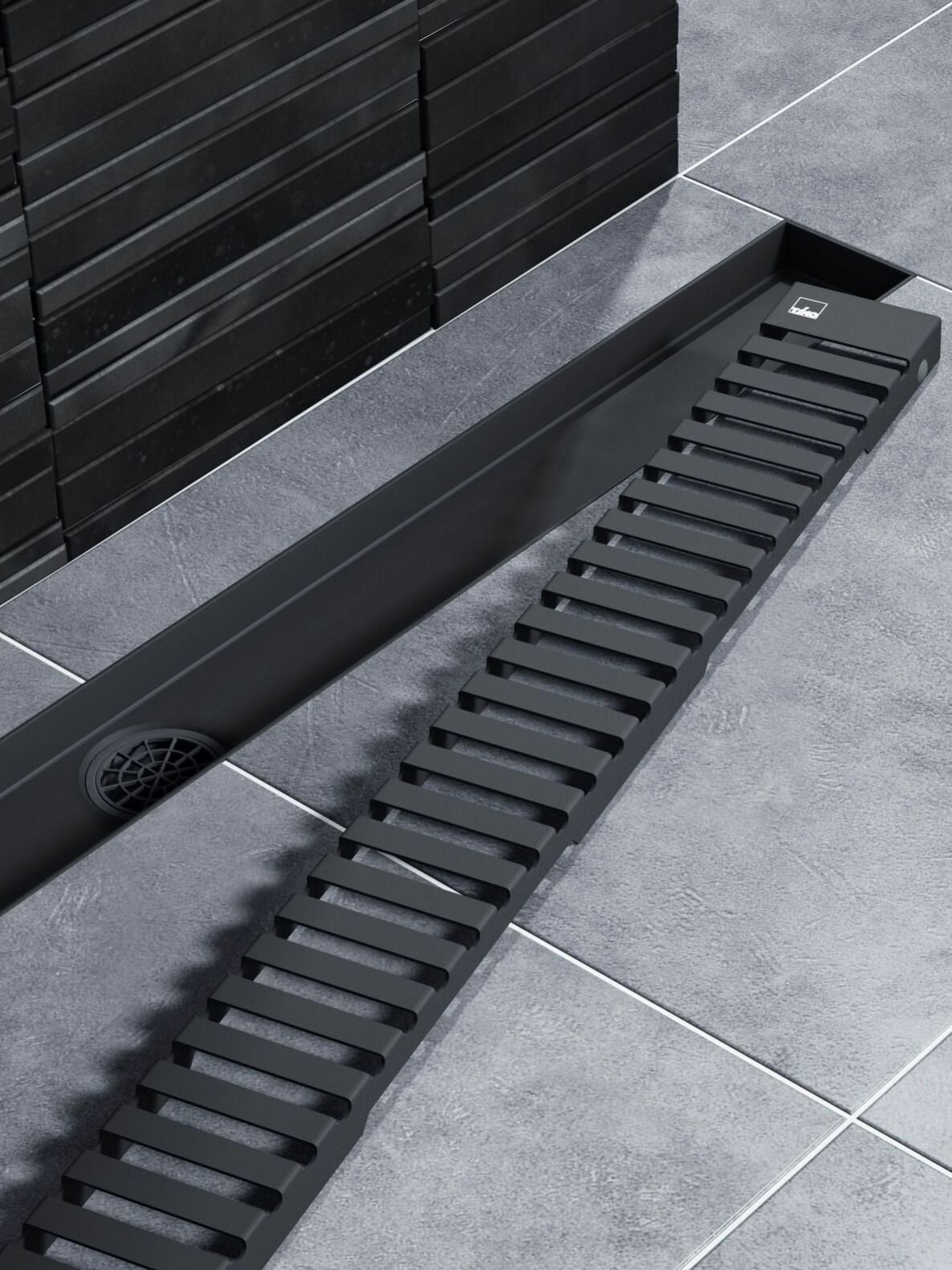 Душевой лоток TIMO Drain System 900 с вставкой "lines", Чёрный