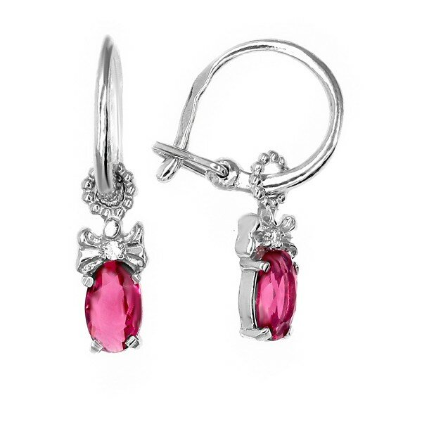 Серьги, серебро, 925 проба, родирование, кристалл, фианит