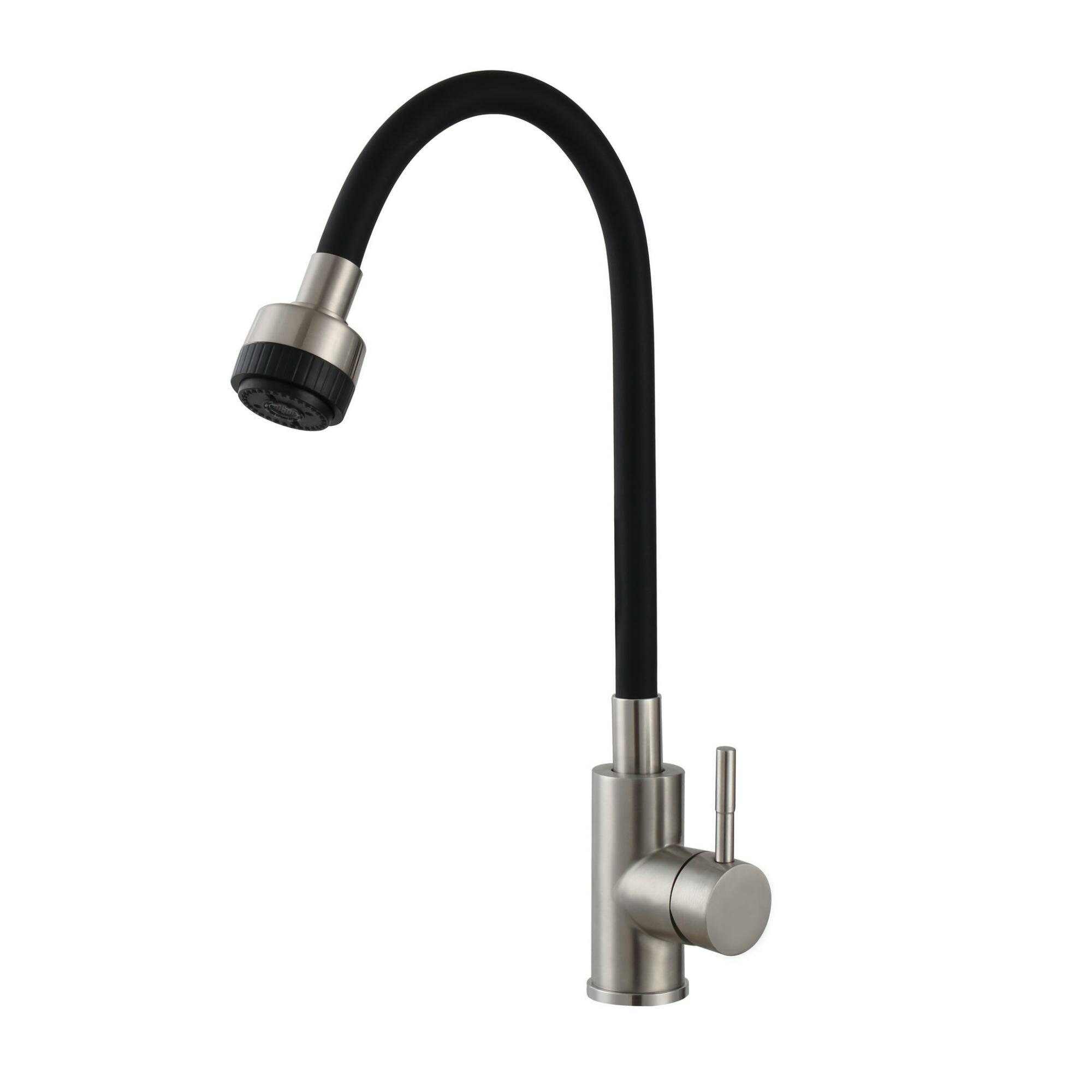 Смеситель для кухни Avrora Kitchen гибкий излив AV9001S, черный