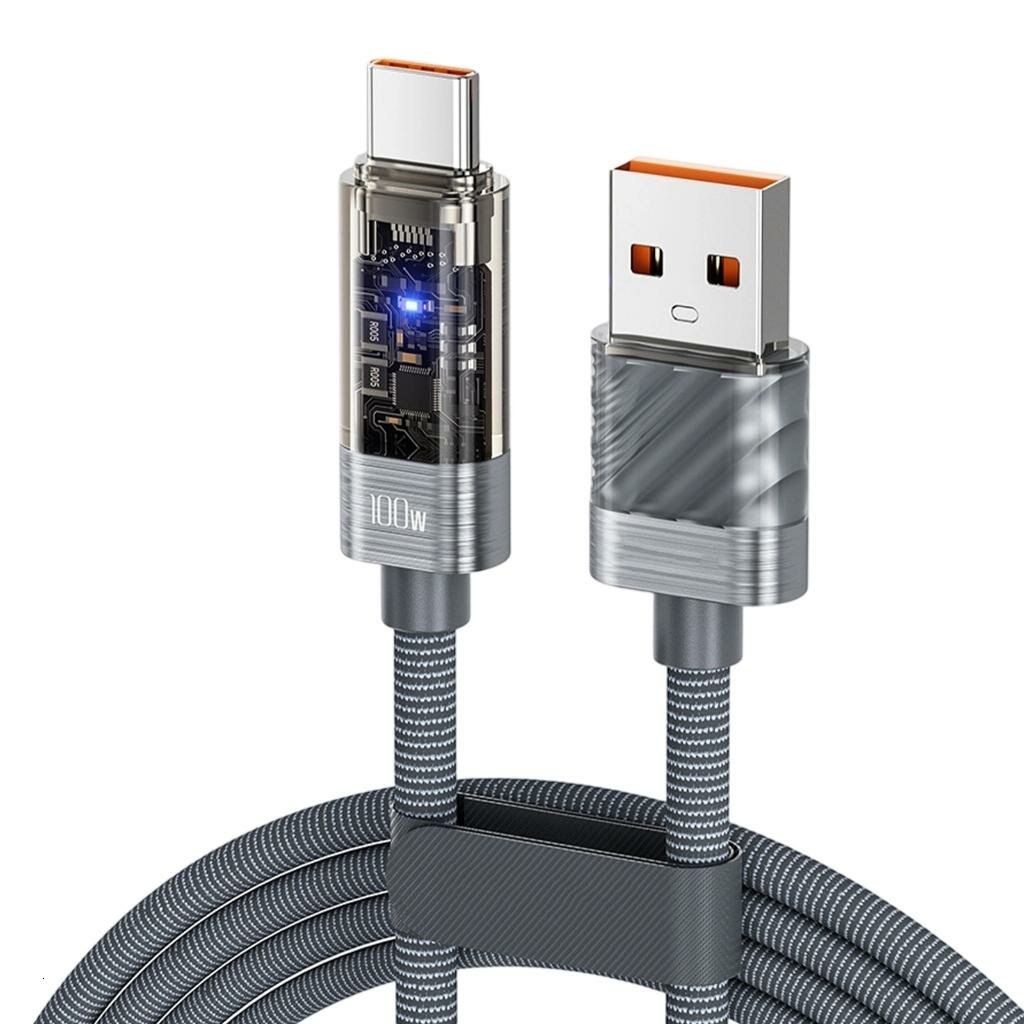 Кабель USB–USB-C, 100 Вт, с автоматическим отключением, Серый - 2m